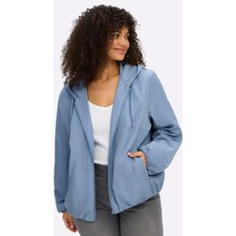 Blouson sheego, Damen, Gr. 44, bleu, 100% Polyester, unifarben, Jacken Blouson