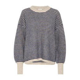 Strickpullover Kaffe "Strickpullover KAellery", Damen, Gr. XL, beige (feather gray, blau structure), Obermaterial: 38% Polyacryl PAN. 35% Polyester PES. 18% Nylon NY. 6% Wolle mw. 3% Elasthan EL., Pullover Strickpullover