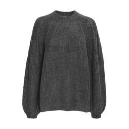 Strickpullover Fransa "Strickpullover FRBEVERLY", Damen, Gr. M, grau (charcoal melange), Obermaterial: 47% Polyester PES. 47% Viskose CV. 6% Wolle mw., Pullover Strickpullover