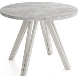 ESSTISCH Ravero runder ausziehbarer, Beton grau 100/100/77 cm