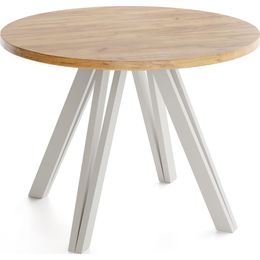 ESSTISCH Ravero runder ausziehbarer, Eiche Braun 100/100/77 cm