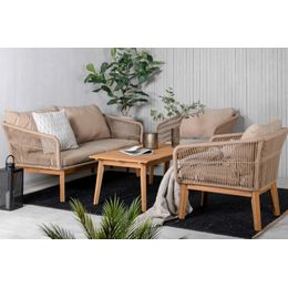 Loungegarnitur Chania 4-tlg. m. Kissen Beige/Akazie