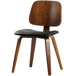 Stuhl Classic Lederlook Walnussfarben/Schwarz