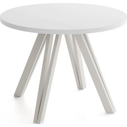 ESSTISCH Ravero runder ausziehbarer, Wei&szlig; 100/100/77 cm
