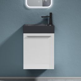 doporro Badezimmerschrank Badm&ouml;bel-Set in matt Anthrazit BxTxH: 46x26x63 cm Waschbeckenunterschrank mit Mineralguss-Waschbecken in matt Anthrazit 