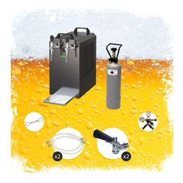 ich-zapfe Komplett Set - Zapfanlage STREAM 80 Bierkoffer, Bierzapfanlage, Durchlaufk&uuml;hler 2-leitig Trockenk&uuml;hler, Zapfkopf:5 Liter Adapter,Zapfkopf 2:Korb