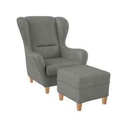 Supellex Sofia Ohrensessel mit Hocker Design Kunstleder Milano Grau?