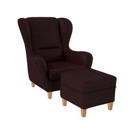 Supellex Sofia Ohrensessel mit Hocker Design Kunstleder Milano Weinrot?