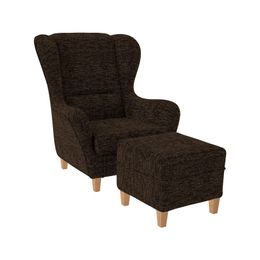 Supellex Sofia Ohrensessel mit Hocker Webstoff Vienna Mocca?
