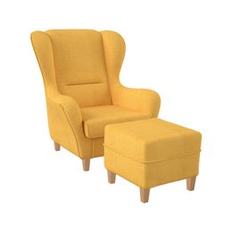 Supellex Sofia Ohrensessel mit Hocker Design Vienna Gelb?