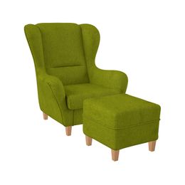 Supellex Sofia Ohrensessel mit Hocker Design Vienna Hellgr&uuml;n?