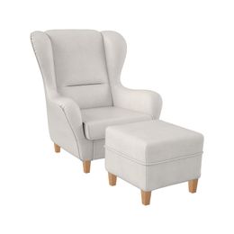 Supellex Sofia Ohrensessel mit Hocker Design Kunstleder Milano Wei&szlig;?