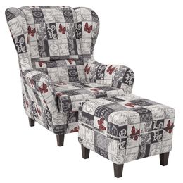 Supellex Ohrensessel mit Hocker Design Patchwork Love?