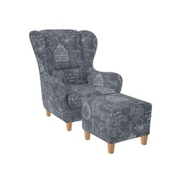 Supellex Sofia Ohrensessel mit Hocker Design Helsinki Hellgrau?