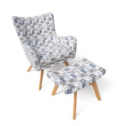 Supellex Sessel Manhattan mit Hocker Design Patchwork maritime Motive?
