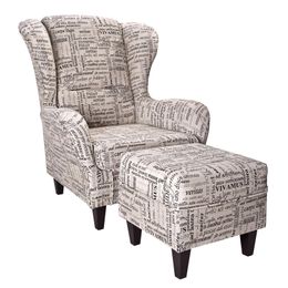 Supellex Sofia Ohrensessel mit Hocker Carpe Diem Beige Kolonial Design ?