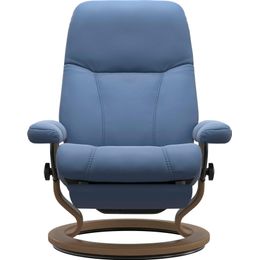 Relaxsessel stressless "Consul", blau (lazuli blau batick), B:85cm H:100cm T:77cm, Leder BATICK: BATICK ist ein leicht korrigiertes, durchgef&auml;rbtes und genarbtes M&ouml;belleder, bei dem die meisten Unebenheiten und Spuren in der Regel entfernt wurden.;Leder PALOMA: PALOMA ist ein durchgef&auml;rbtes Semianilin-M&ouml;belleder mit nat&uuml;rlicher Narbung.;ROHLEDER Stoff Q2 FARON: Ein fester zuverl&auml;ssiger Boucl&eacute; mit 