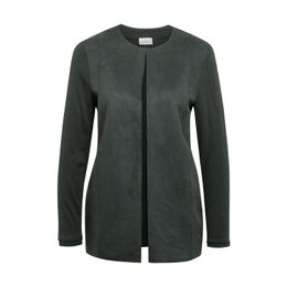 Kurzjacke GOLDNER "Kurzgr&ouml;&szlig;e Bequeme Shirtjacke in kombinationsstarker Velourslederoptik", Damen, Gr. 22, gr&uuml;n (flaschengr&uuml;n), Obermaterial: 70% Viskose CV. 25% Polyamid PA. 5% Elasthan EL., Sonstiges, Jacken Kurzjacke, kombinationsstarkes Veloursleder