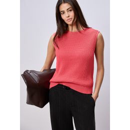 Pullunder Street One, Damen, Gr. 38, striking coral, Strick, Obermaterial: 60% Baumwolle, 40% Polyacryl, unifarben, l&auml;ssig geschnitten h&uuml;ftbedeckend, Rundhals, Pullover Pullunder, in Strick-Optik