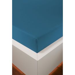 Spannbettlaken bellana "bellana Melone, 100% Baumwolle, Jersey, b&uuml;gelfrei", blau (petrol), L:200cm, Mako-Jersey, Obermaterial: 100% Baumwolle, Bettlaken, Spannbettlaken, reine Baumwolle, Spannbetttuch f&uuml;r Matratzen bis 25cm H&ouml;he
