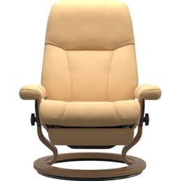 Relaxsessel stressless "Consul", gelb (gelb batick), B:76cm H:100cm T:74cm, Leder BATICK: BATICK ist ein leicht korrigiertes, durchgef&auml;rbtes und genarbtes M&ouml;belleder, bei dem die meisten Unebenheiten und Spuren in der Regel entfernt wurden.;Leder PALOMA: PALOMA ist ein durchgef&auml;rbtes Semianilin-M&ouml;belleder mit nat&uuml;rlicher Narbung.;ROHLEDER Stoff Q2 FARON: Ein fester zuverl&auml;ssiger Boucl&eacute; mit einem s