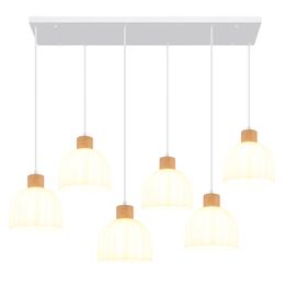 Globo LIGHTING H&auml;ngeleuchte "SWANSON", wei&szlig; matt, 6, &Oslash; 20cm H: 130cm, 1 Stk., Leuchten, H&auml;ngeleuchte mit Glas amber, warmes Licht, stilvoll elegant, H&auml;ngeleuchte