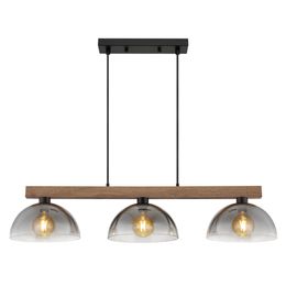 NOWA H&auml;ngeleuchte "ROMY", schwarz matt, 3, &Oslash; 30cm H: 120cm, 1 Stk., Leuchten, H&auml;ngeleuchte Holz & Glas, h&ouml;henverstellbar, stilvoll modern, H&auml;ngeleuchte
