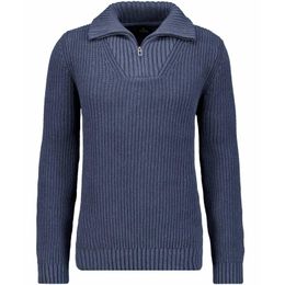 Rundhalspullover Ragman, Herren, Gr. 50, blau (marineblau), Strick, 100% Baumwolle, ohne Ausschnitt, Pullover Rundhalspullover