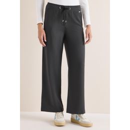 Culotte Cecil, Damen, Gr. XL, L&auml;nge 30, schwarz, Stoff, 79% Polyester, 17% Viskose, 4% Elasthan, gestreift, loose fit lang, Hosen Culotte, High Waist