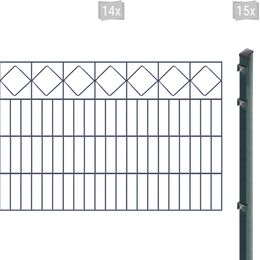 Doppelstabmattenzaun Arvotec "EXCLUSIVE 80 zum Einbetonieren "Karo" mit Zierleiste", grau (anthrazit), H:80cm, Kunststoff, Stahl, Zaunelemente, Zaunh&ouml;he 80 cm, Zaunl&auml;nge 2 - 60 m