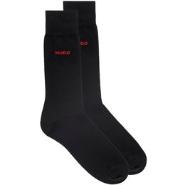 Businesssocken HUGO UNDERWEAR "2P RS UNI CC", Herren, Gr. 43-46, schwarz (schwarz001), Baumwollmischung, unifarben, elastisch, Socken, mit kontrastfarbenem HUGO Logo-Schriftzug
