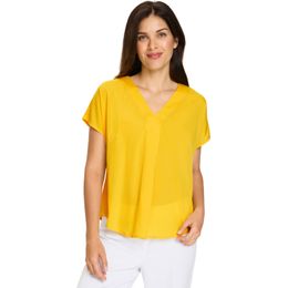 Damen Kurzarm-Bluse mit Falte im Vorderteil sonnengelb, Gr&ouml;&szlig;e 40