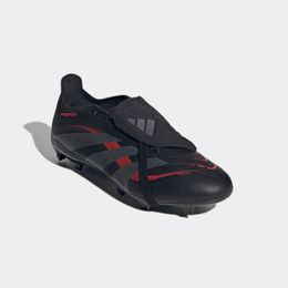 Fu&szlig;ballschuh adidas Performance "PREDATOR LEAGUE FOLD-OVER TONGUE FG/MG", Herren, Gr. 43, schwarz (core schwarz, grau four, lucid rot), Synthetik, Schuhe Fu&szlig;ballschuh, f&uuml;r Rasenpl&auml;tze