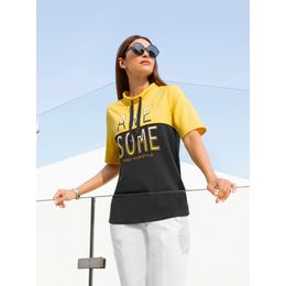 Sweatshirt Inspirationen, Damen, Gr. 40, sonnengelb, schwarz, 50% Modal, 44% Polyester, 6% Elasthan, gemustert, mehrfarbig, Sweatshirts Sweatshirt