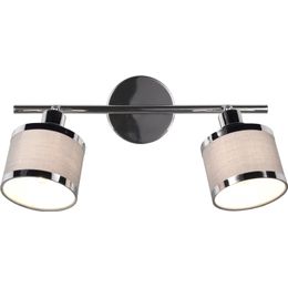 Trio LEUCHTEN Deckenstrahler "AROSA, Spot, Metall chrom Stoff grau, exkl. E14 max 28W", grau (chrom, grau), 2, H: 19cm, 1 Stk., Leuchten, Deckenspot, Stange mit drehbaren kippbaren schwenkbaren Spots &Oslash;10cm, Deckenstrahler