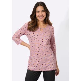 3/4-Arm-Shirt "Freizeitshirt", Damen, Gr. 42, rosenquarz, bedruckt, 100% Baumwolle, gemustert, mehrfarbig, Rundhals, Shirts 3/4-Arm-Shirt