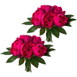 Kunstpflanze Creativ green "Bouquet aus Peonien", rot (kirschrot), H:32cm, Obermaterial: 70% Polyester, 30% Kunststoff, Kunstpflanzen, Kunstpflanze, 2er Set