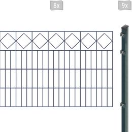 Doppelstabmattenzaun Arvotec "EXCLUSIVE 80 zum Einbetonieren "Karo" mit Zierleiste", grau (anthrazit), H:80cm, Kunststoff, Stahl, Zaunelemente, Zaunh&ouml;he 80 cm, Zaunl&auml;nge 2 - 60 m