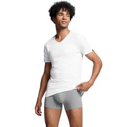 T-Shirt Puma "Puma BASIC 2P V-NECK TEE", Herren, Gr. XL, wei&szlig;, Jersey, Obermaterial: 100% Baumwolle, unifarben, bequem normal, V-Ausschnitt, Shirts T-Shirt, V-Ausschnitt, Kurzarm, elastisch, Baumwolle