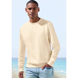 Langarmshirt John Devin, Herren, Gr. L (52/54), beige (gelb), Jersey, Obermaterial: 60% Baumwolle, 40% Polyester, unifarben, regular fit, Rundhals, Rippb&uuml;ndchen, Shirts Langarmshirt, in Struktur-Qualit&auml;t und in modischen Farben