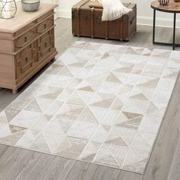 Teppich Carpet City "ANTIK231", beige (creme), B:160cm H:10mm L:230cm, Polyester, Teppiche, Teppich, Kurzflor, 3D-Optik, Klassisch-Modern f&uuml;r Wohnzimmer, Schlafzimmer