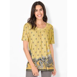 Tunikashirt Inspirationen "Shirt", Damen, Gr. 36, gelb (zitrone, bedruckt), 95% Viskose, 5% Elasthan, bedruckt, gebl&uuml;mt, gemustert, mehrfarbig, Rundhals, Shirts