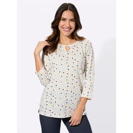 3/4-Arm-Shirt "Freizeitshirt", Damen, Gr. 38, ecru, bedruckt, 100% Baumwolle, gemustert, mehrfarbig, Rundhals, Shirts 3/4-Arm-Shirt