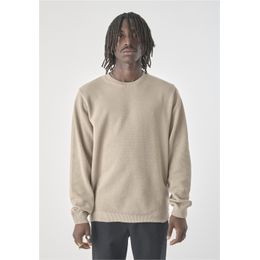 Strickpullover Cleptomanicx "Crewneck Grower", Herren, Gr. L, beige (hellgrau), 100% Baumwolle, unifarben, normal, Rundhals, Pullover Strickpullover, im lockeren Schnitt