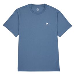 T-Shirt Converse "EMBROIDERED STAR CHEVRON TEE", Damen, Gr. XL, lakeside blu, Single Jersey, Obermaterial: 100% Baumwolle, regular fit, Rundhals, normaler Saum, Shirts T-Shirt