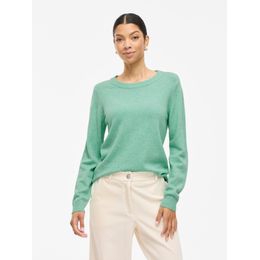 Rundhalspullover Vila "VIRIL O-NECK L/S KNIT TOP - NOOS", Damen, Gr. L, gr&uuml;n (winter gr&uuml;n detail:melange), Feinstrick, Obermaterial: 50% Viskose, 27% Nylon, 23% Polyester, meliert, regular fit normal, Rundhals, Rippb&uuml;ndchen, Pullover Rundhalspullover, Viskosemischung, regular fit