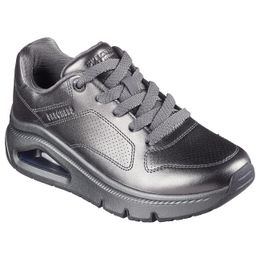 Sneaker Skechers "UNO ICON - LUSTROUS AIR", Damen, Gr. 35, grau, Leder, metallic, Schuhe Sneaker, Keilsneaker, Plateausneaker, Schn&uuml;rschuh im Metallic Look