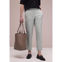 Stoffhose Street One "Style Bonny", Damen, Gr. 44, L&auml;nge 28, erdgrau meliert (l&auml;nge 28), Web, Obermaterial: 64% Viskose, 31% Polyester, 5% Elasthan, meliert, loose fit lang, Hosen Stoffhose, mit Schnalle