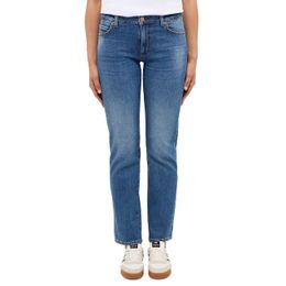 Straight-Jeans Mustang "Damen Style Crosby Relaxed Straight", Damen, Gr. 26, L&auml;nge 30, 782 mittelblau, Denim/Jeans, 99% Baumwolle, 1% Elasthan, unifarben, straight fit, Jeans Straight-Jeans
