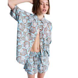 Longshirt Roxy "Beachy Nostalgia", Damen, Gr. L, braunie hibiscus hype, Obermaterial: 60% Baumwolle, 40% Viskose;, Shirts Longshirt